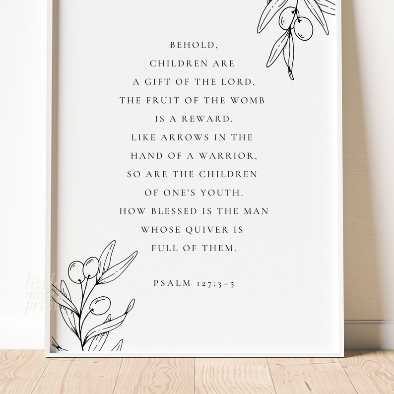 Psalm 127:3-5 Children Are a Gift of the Lord Bible Verse - Etsy