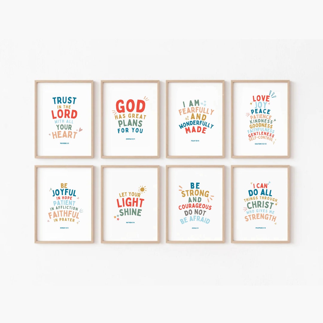Kids Bible Verse, Scripture Poster Wall Art, Church Sunday School Decor ...