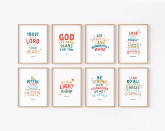 Set of 3 Christian Bible Verse Poster for Kids Children - Etsy