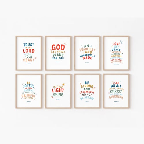 Kids Bible Verse Wall Art Sunday School Decor Christian - Etsy