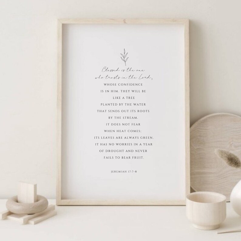 Jeremiah 17:7-8 Blessed is the One Who Trusts in the Lord - Etsy