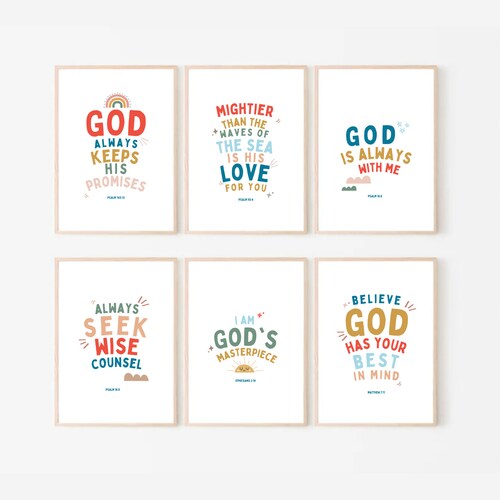 Kids Bible Verse Boho Wall Art Scripture Posters Church - Etsy