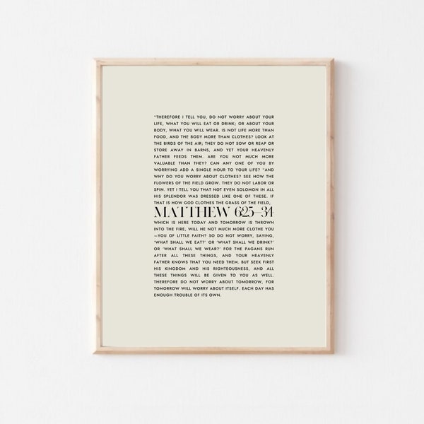 Matthew 6 34 Print - Etsy