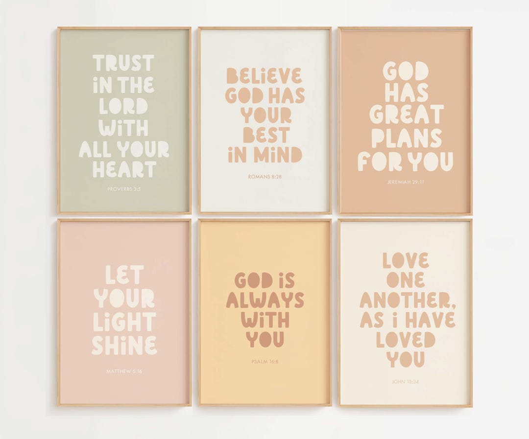 Set of 6 Bible Verse Posters for Kids Rooms, Christian Homeschool Room ...