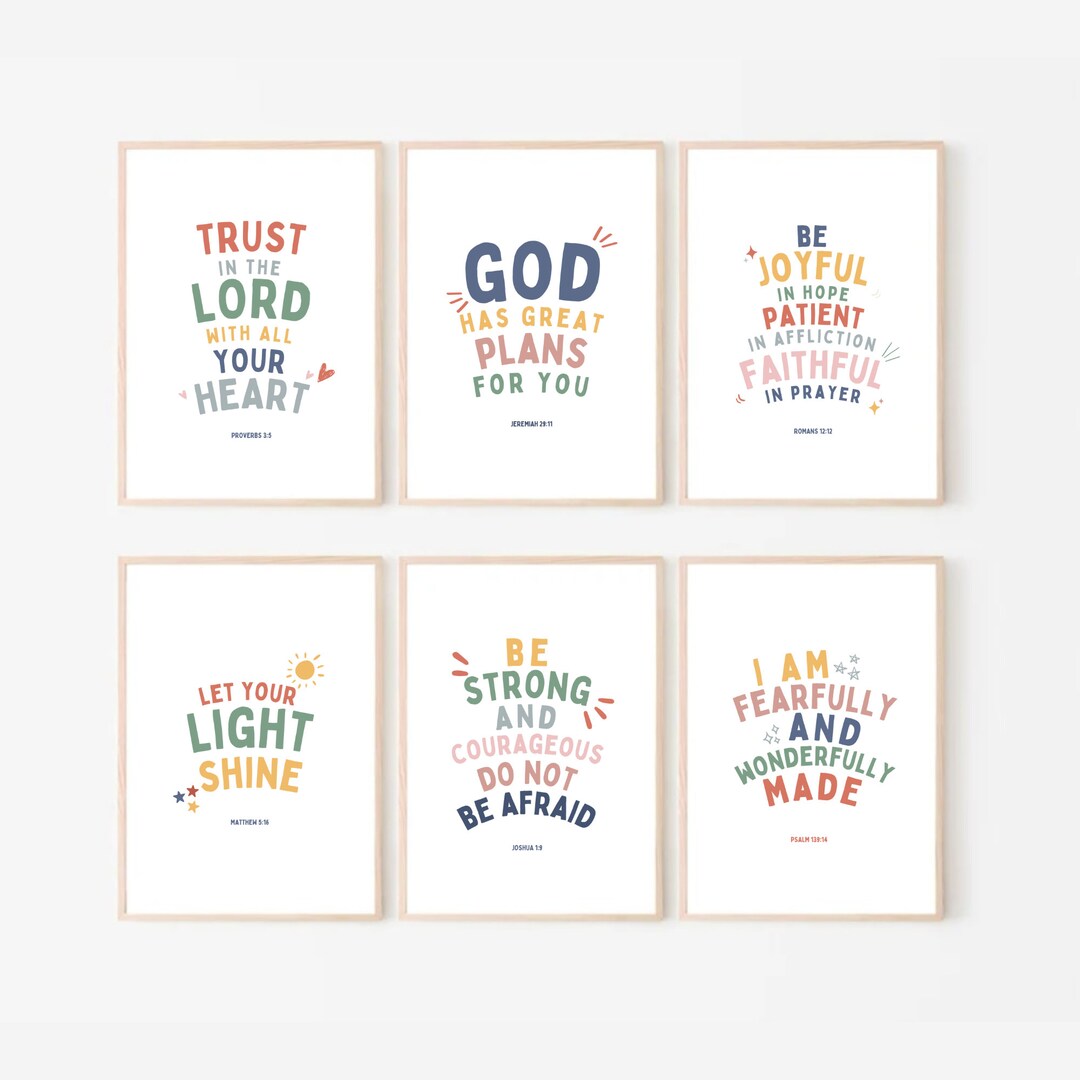 Kids Bible Verse Wall Art, Sunday School Decor, Christian Education ...