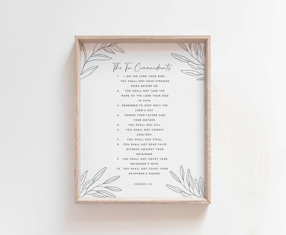 Ten Commandments Print: Minimalist Christian Wall Art (digital Download ...