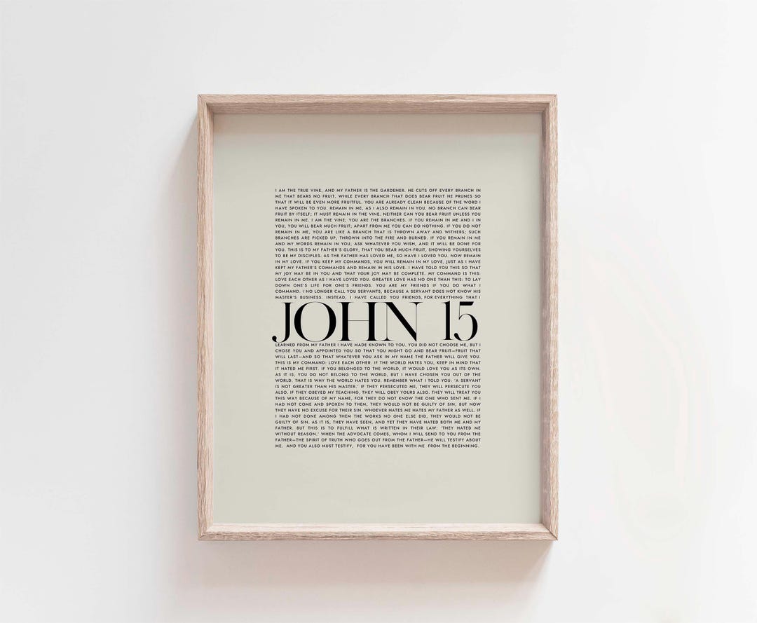 John 15 Bible Verse Print: Minimalist Christian Home Decor (digital ...