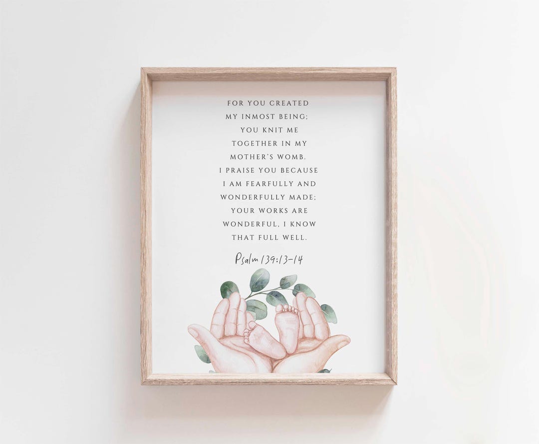 Psalm 139:13-14 Fearfully and Wonderfully Made, Christian Nursery Decor, Nursery Bible Verse ...