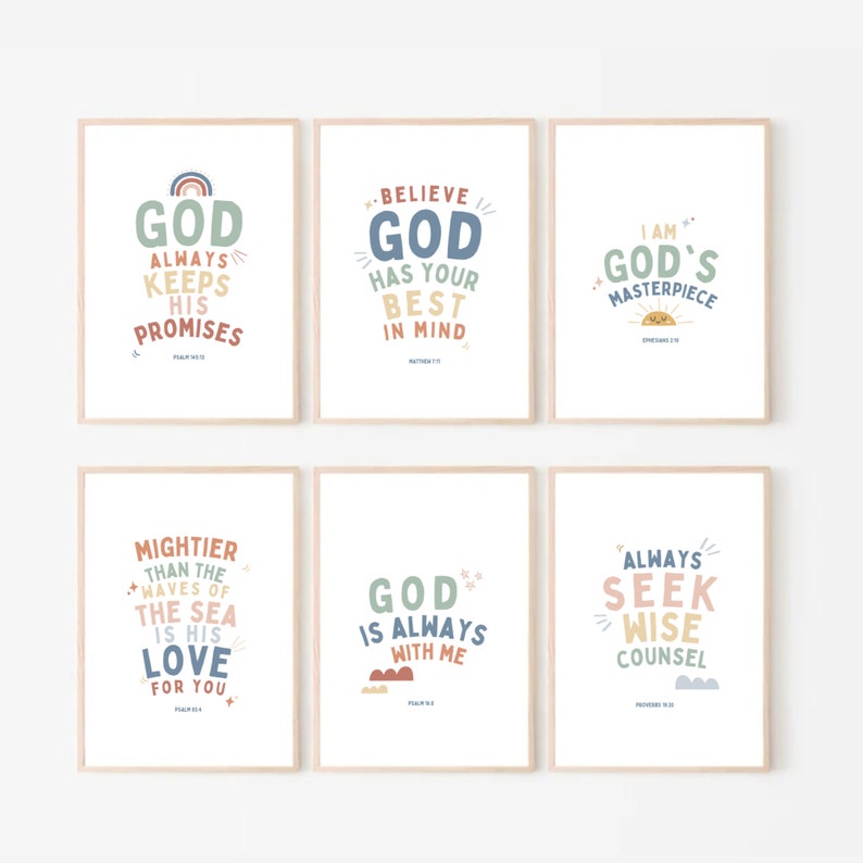 Kids Bible Verse Wall Art Sunday School Decor Christian - Etsy