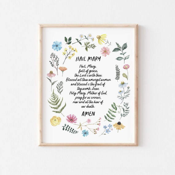 Hail Mary Wall Art Rosary Prayer Mother Mary Wall Art - Etsy