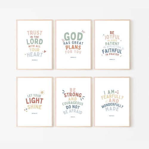 Kids Bible Verse Boho Wall Art Scripture Posters Church - Etsy
