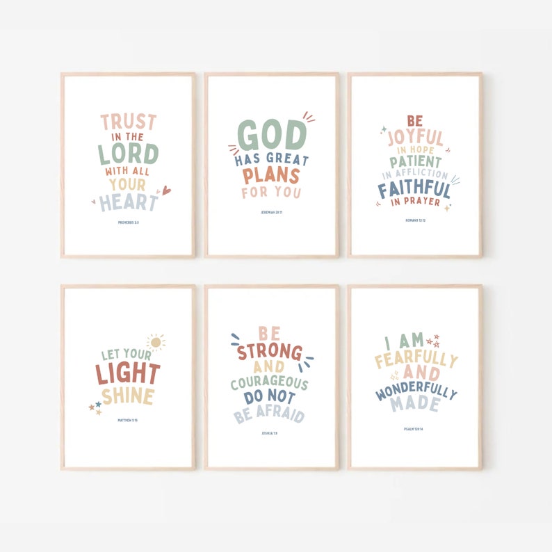 Kids Bible Verse Wall Art Sunday School Decor Christian - Etsy