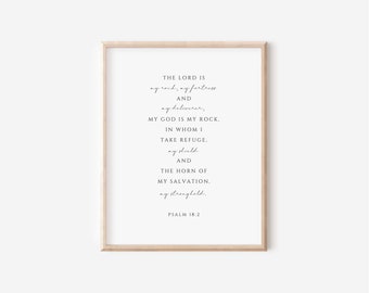 Psalm 18:2 Printable Bible Verse Wall Art the Lord is My Rock Modern ...