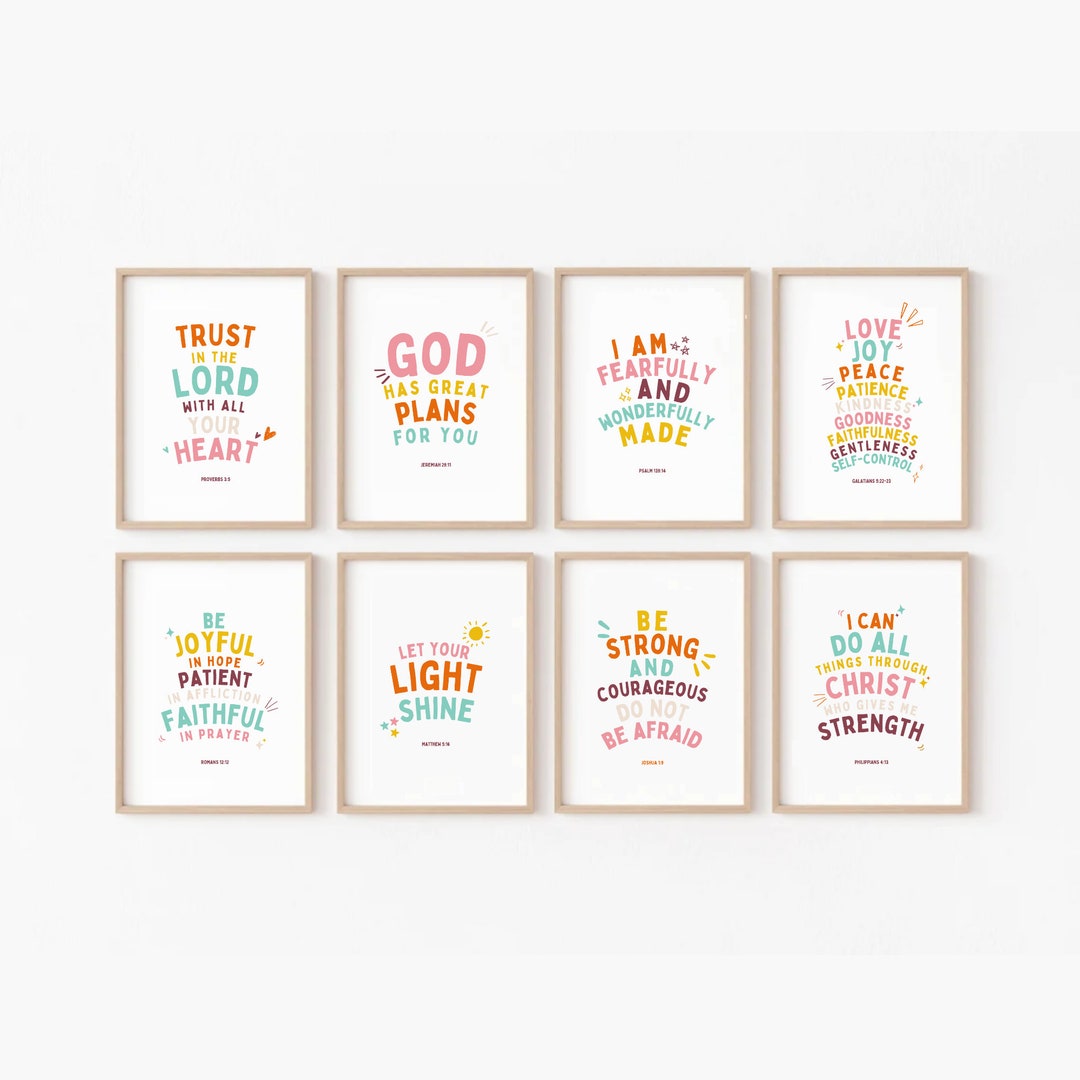 Kids Bible Verse Wall Art, Sunday School Decor, Christian Education ...