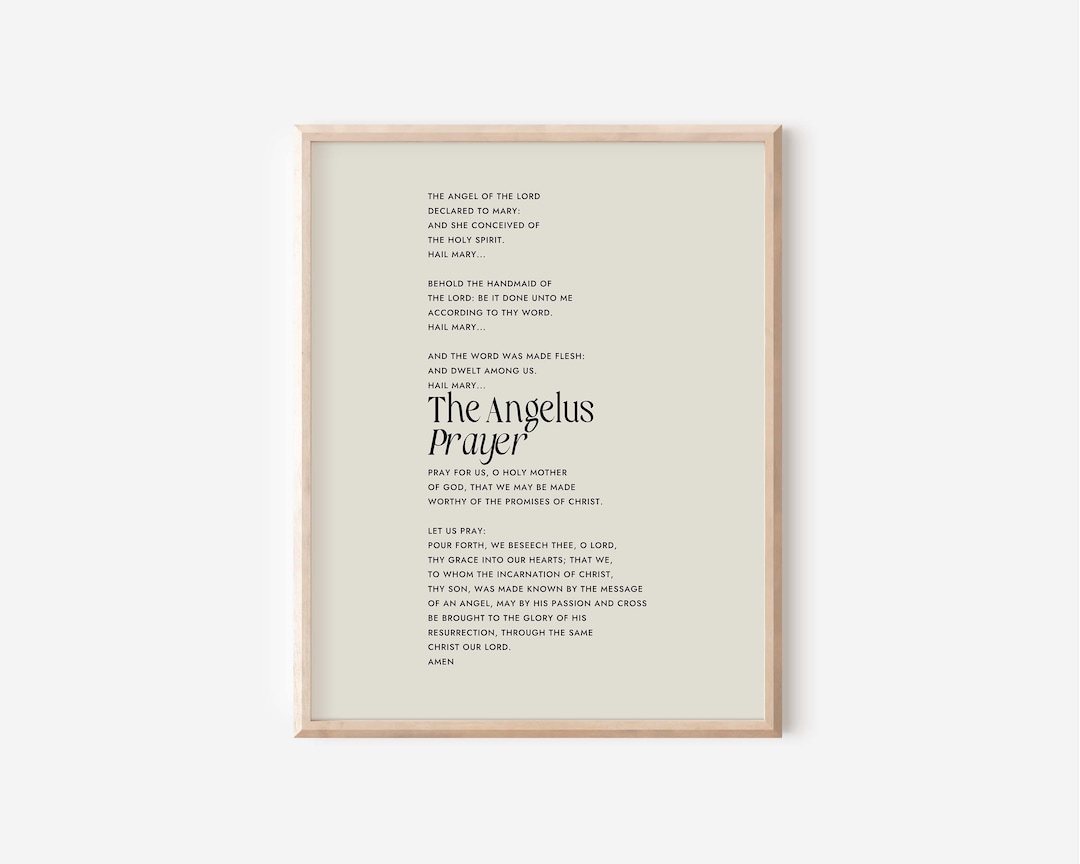 The Angelus Prayer, the Angel of the Lord, Catholic Prayer Print ...