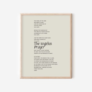 The Angelus Prayer, the Angel of the Lord, Catholic Prayer Print ...