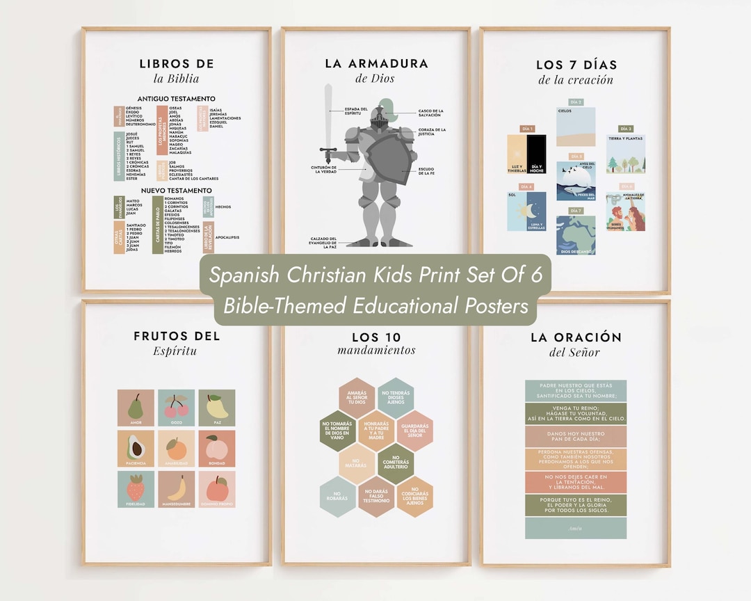 Spanish Christian Kids Prints: Bible Educational Posters (digital ...