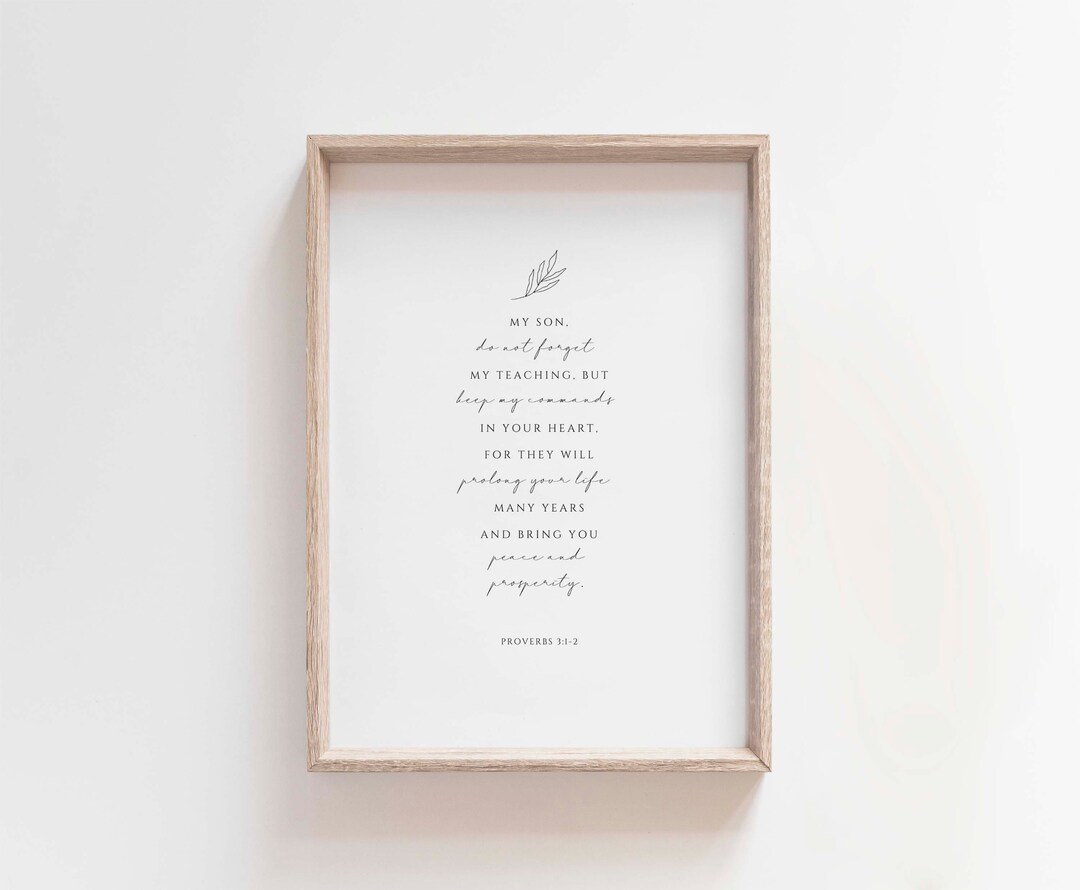 Proverbs 3:1-2 Bible Verse Wall Art, My Son Christian Printable ...