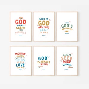 Kids Bible Verse Wall Art, Sunday School Decor, Christian Education ...