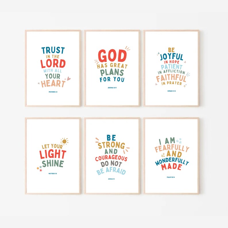 Kids Bible Verse Wall Art Sunday School Decor Christian - Etsy