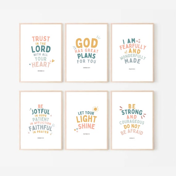 Kids Bible Verse Scripture Poster Wall Art Church Sunday - Etsy Australia