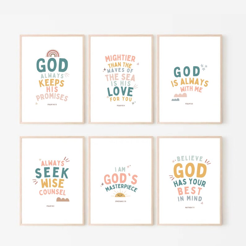 Kids Bible Verse Wall Art Sunday School Decor Christian - Etsy