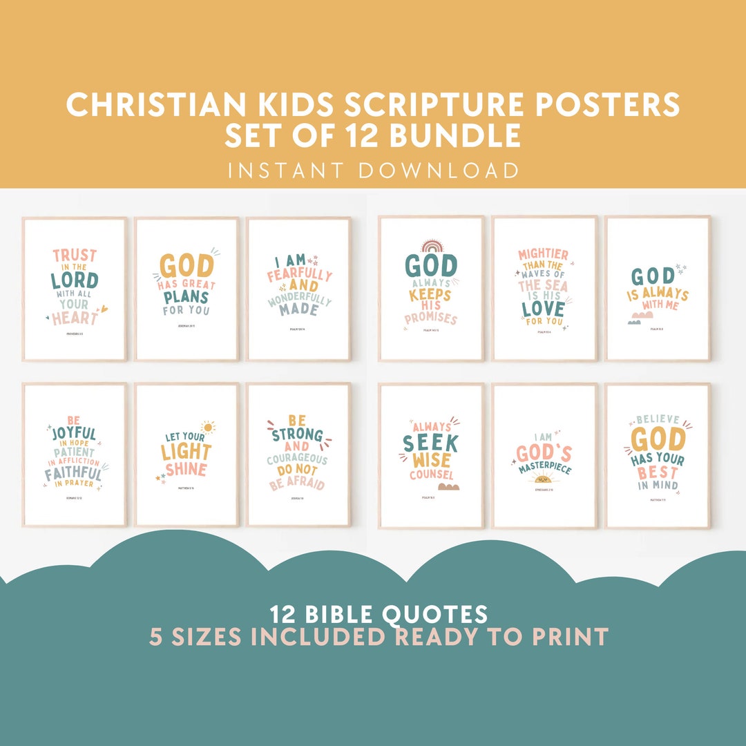 Kids Bible Verse Wall Art, Sunday School Decor, Christian Education ...