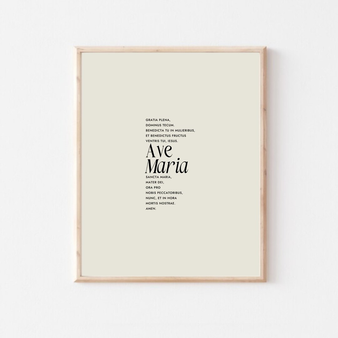 Ave Maria Wall Art, Hail Mary Latin Wall Art, Catholic Wall Decor ...
