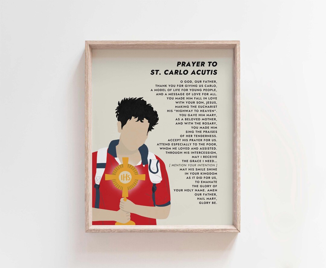 Prayer to St. Carlo Acutis Printable, Catholic Youth Saint Wall Art ...