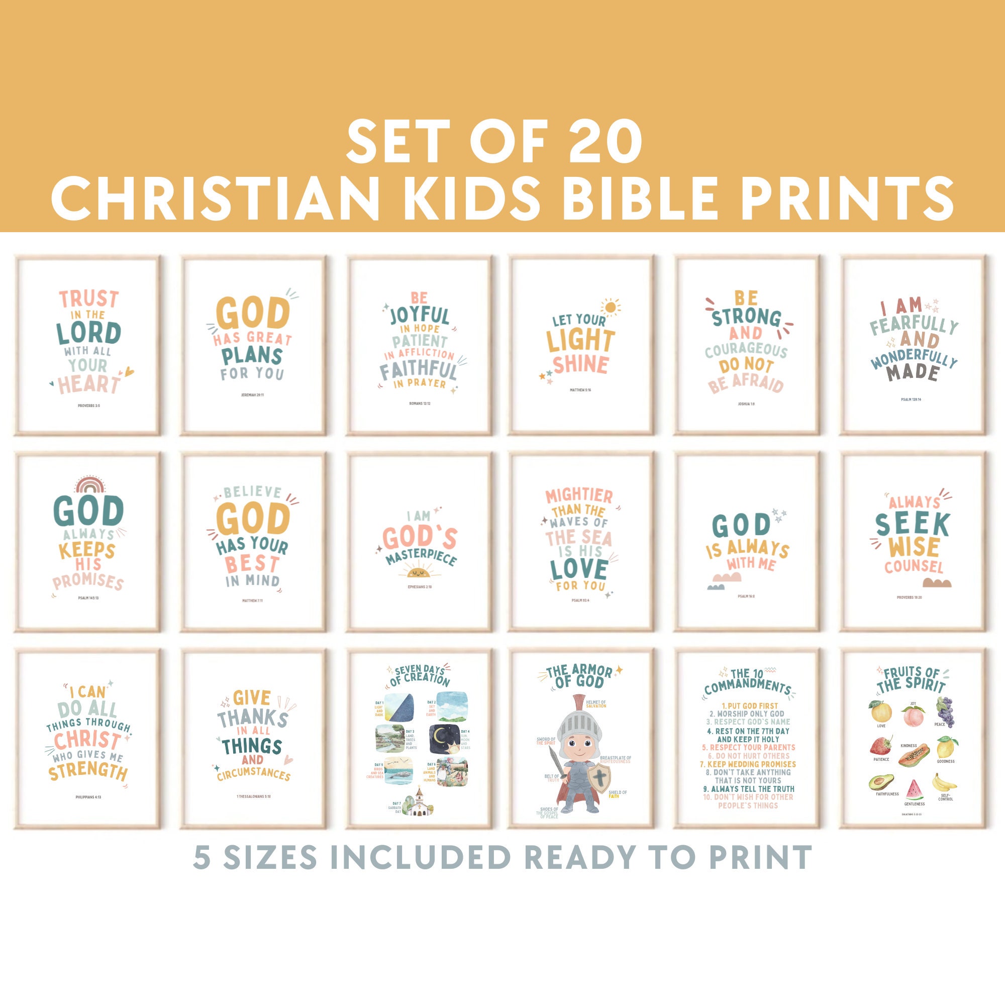 Kids Bible Verse Wall Art Sunday School Decor Christian - Etsy