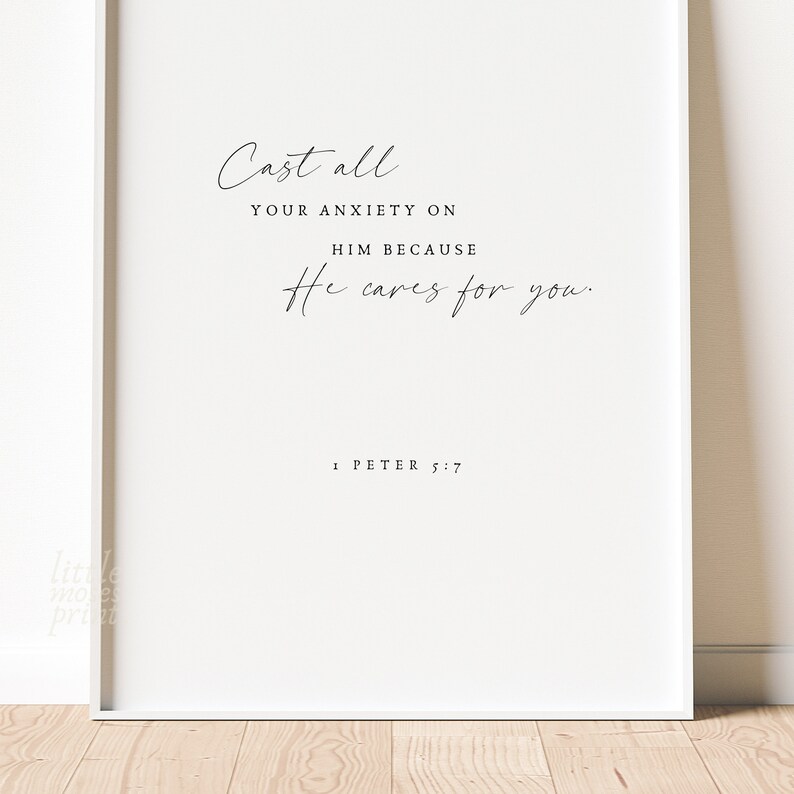 1 Peter 5:7 Cast All Your Anxiety on Him He Cares for You - Etsy