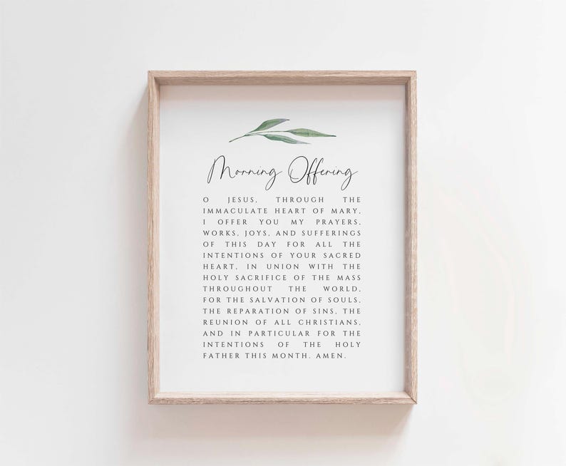 Morning Offering Prayer Printable: Catholic Wall Art (digital Download ...
