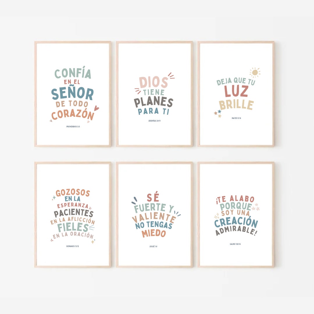 Spanish Kids Bible Verse Wall Art, Scripture Posters, Church Sunday ...