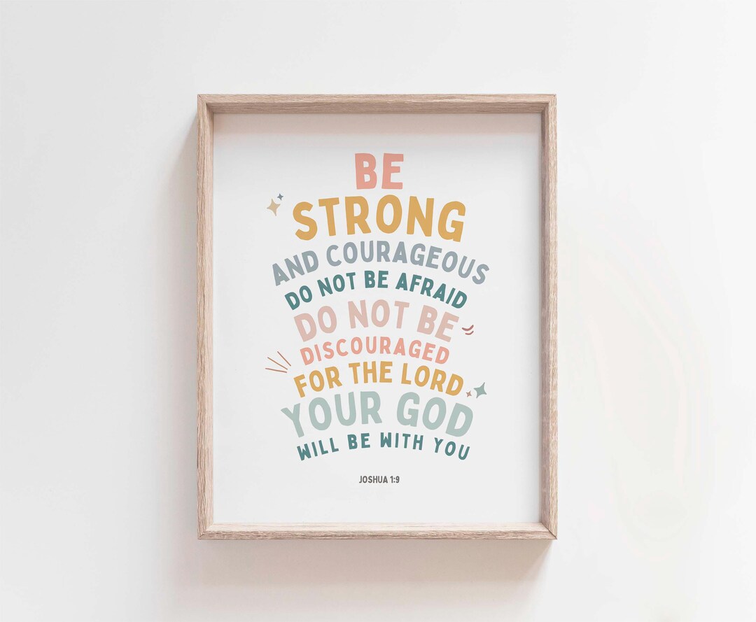 Joshua 1:9 Rainbow Bible Verse Print, Christian Kids Decor (digital ...