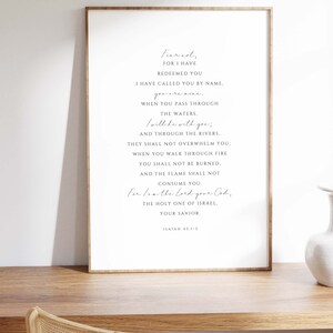 Isaiah 43:1-3 Fear Not for I Have Redeemed You, Modern Minimalist ...