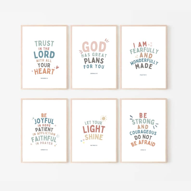 Christian Scripture Poster Bundle: Bible Verse Wall Art (digital ...