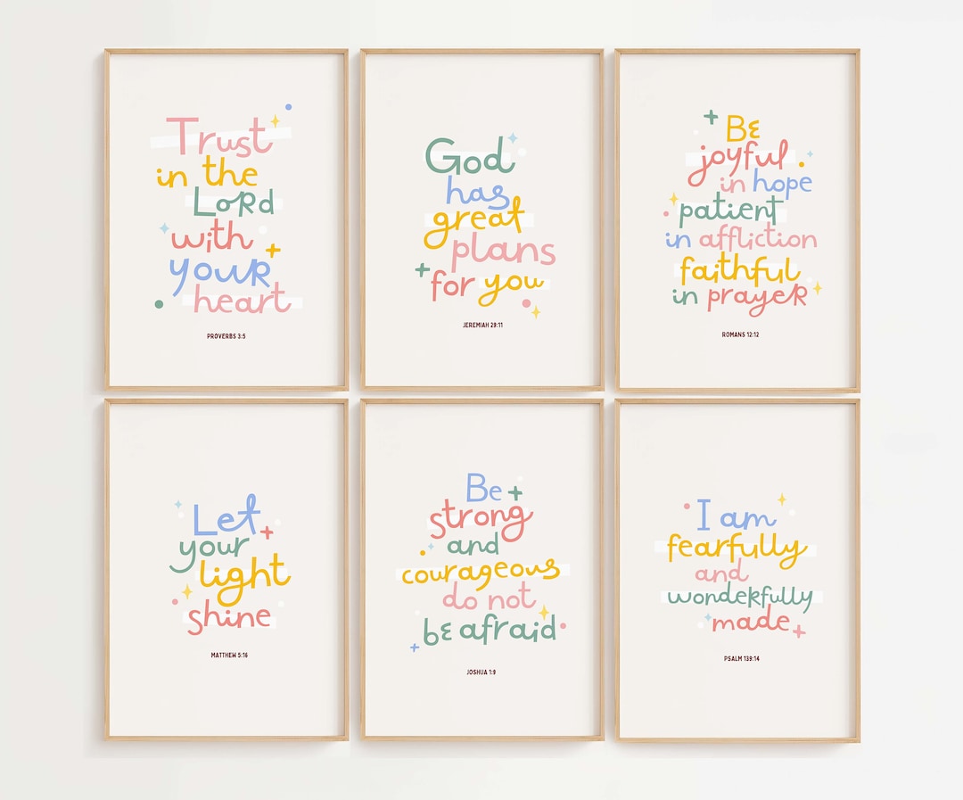 Kids Bible Verse, Scripture Poster Whimsical Wall Art, Church Sunday ...