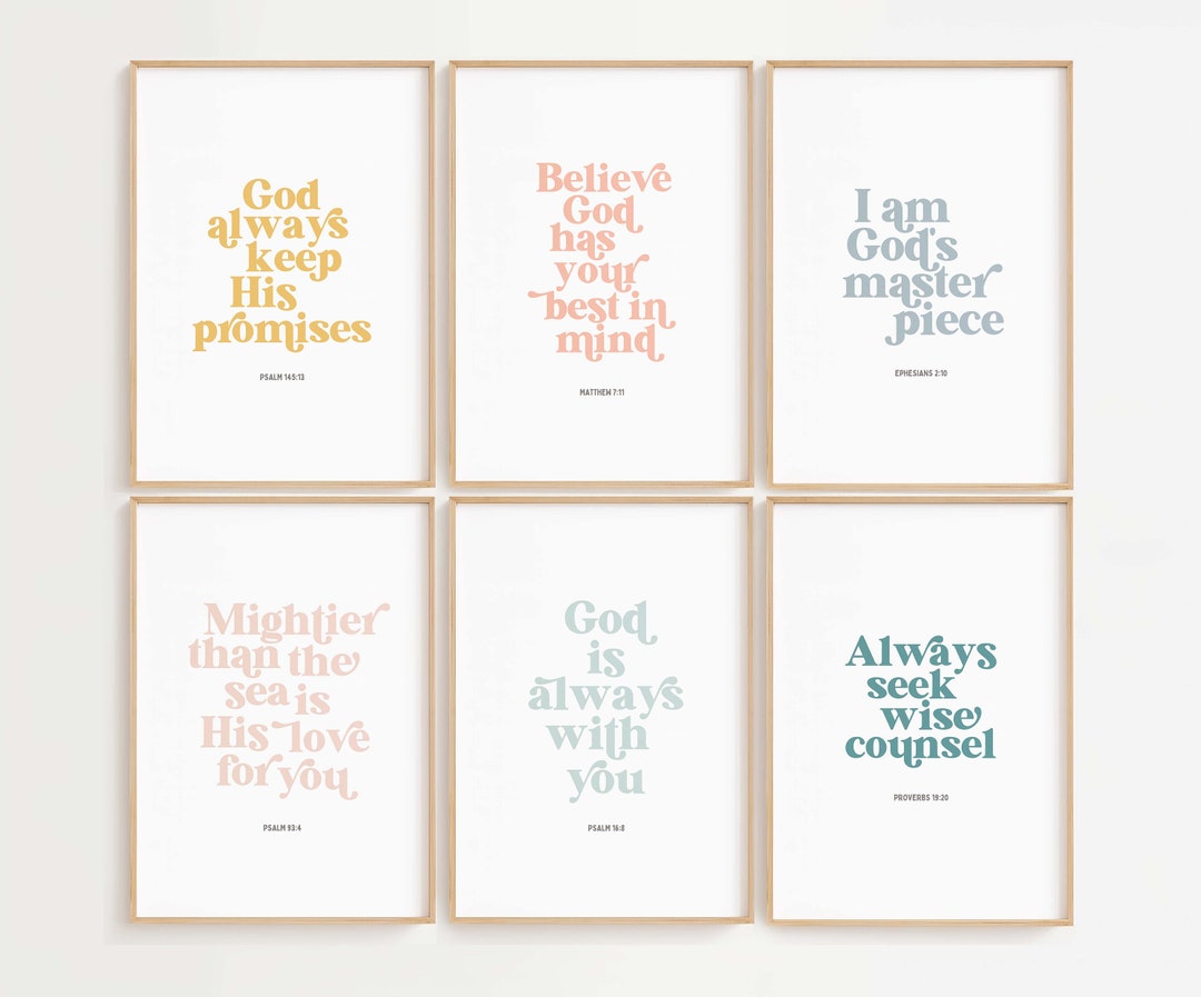 Kids Bible Verse, Scripture Poster Wall Art, Church Sunday School Decor ...