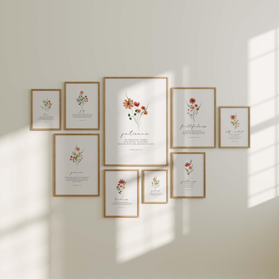 Fruit of the Spirit Prints: Botanical Scripture, Christian Home Decor ...