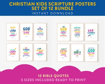 Kids Bible Verse Wall Art Sunday School Decor Christian - Etsy