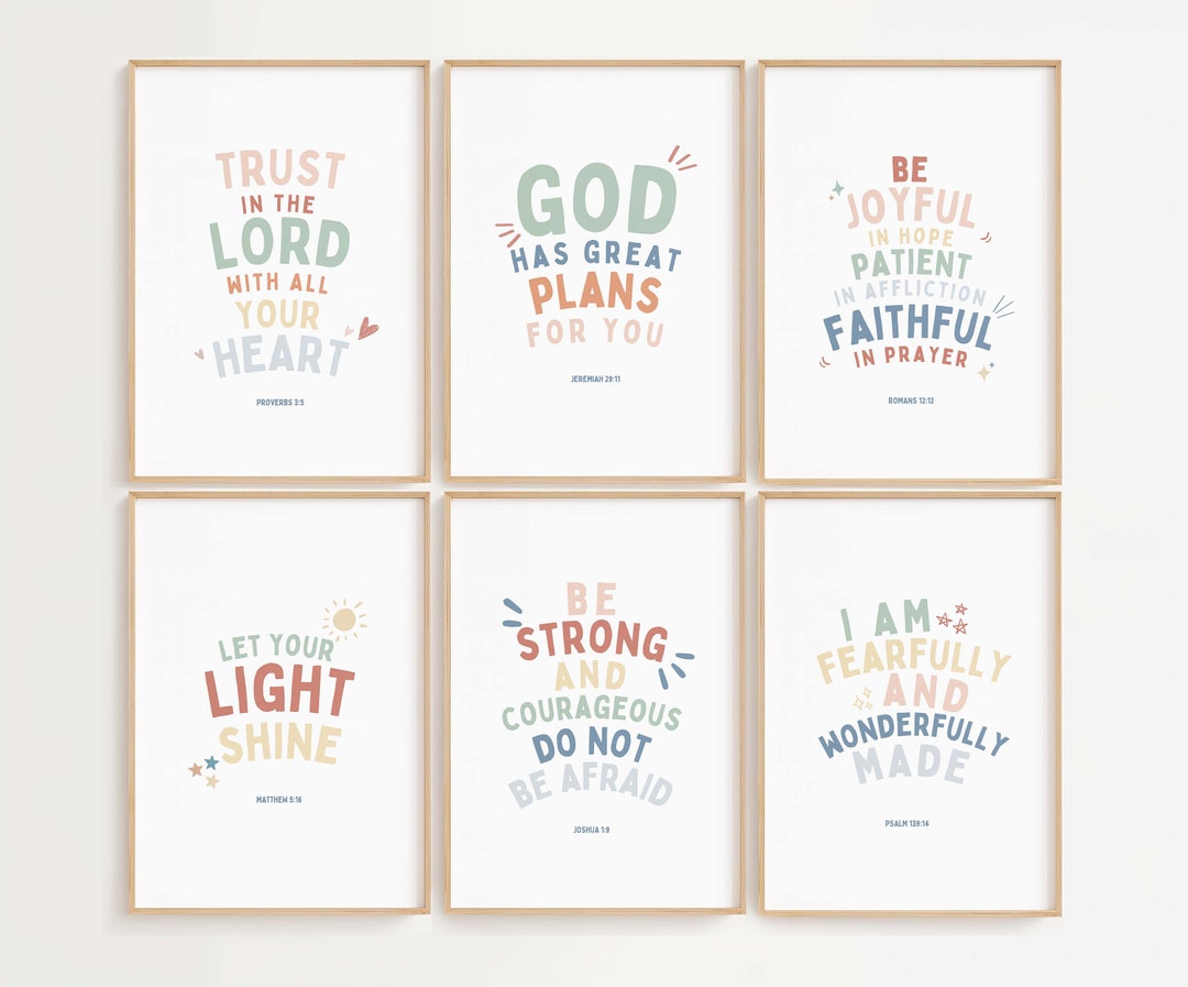 Kids Bible Verse Wall Art, Sunday School Decor, Christian Education ...