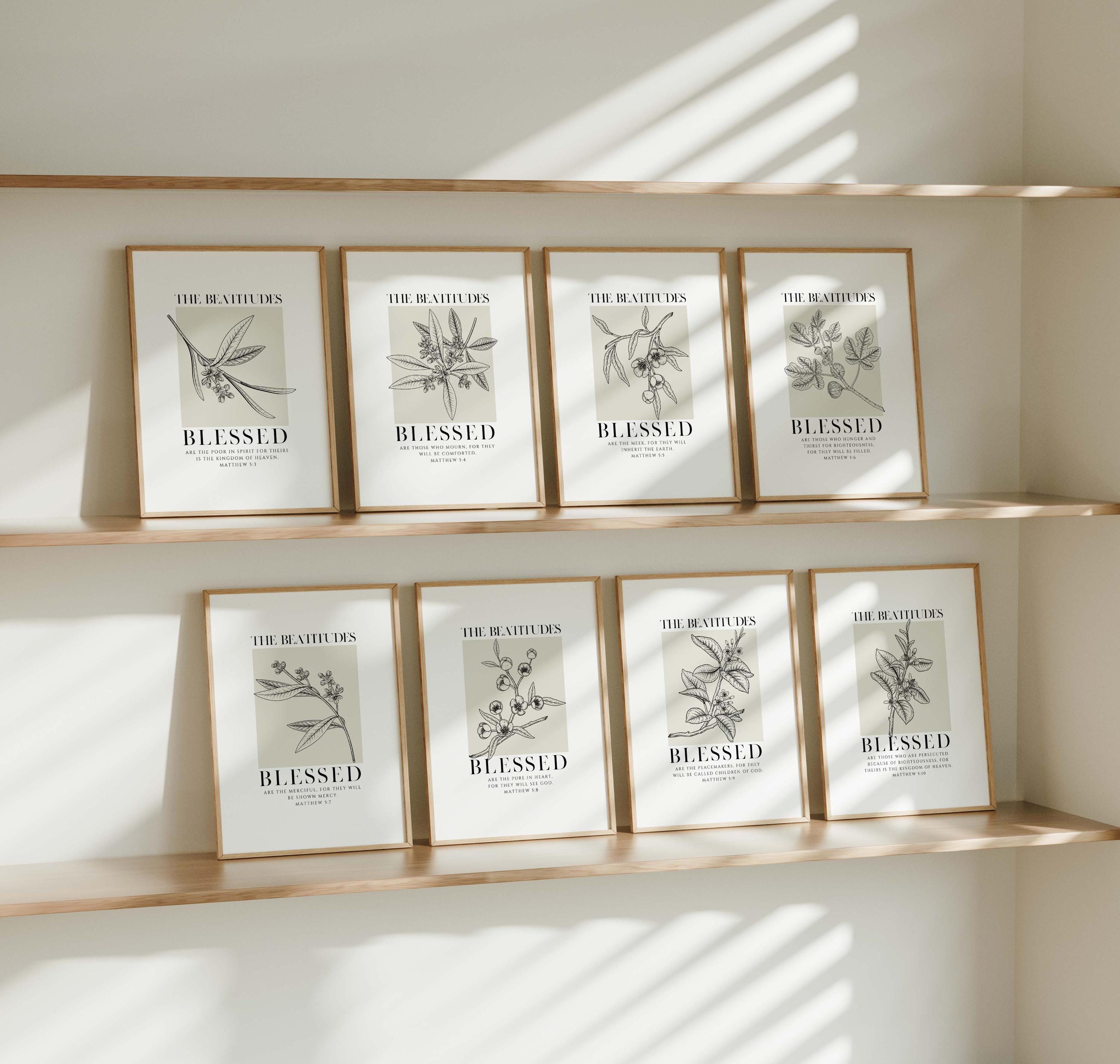 Beatitudes Wall Art Set: Floral Christian Decor Prints (digital ...