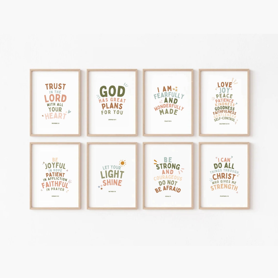 Kids Bible Verse Wall Art, Sunday School Decor, Christian Education ...