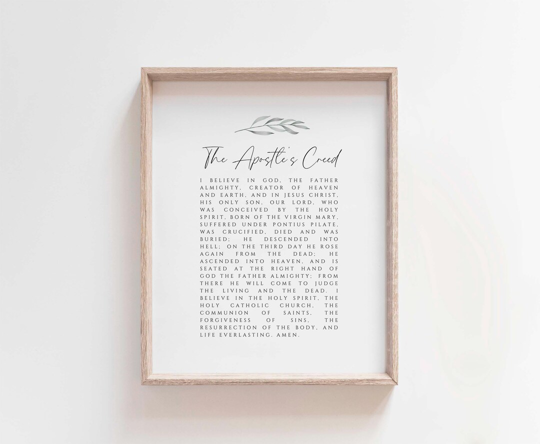 The Apostle’s Creed Wall Art Printable, Christian Minimalist Faith ...