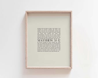 Matthew 5:3-10, the Beatitudes, Printable Bible Verse Wall Art ...