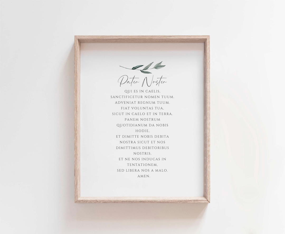 Pater Noster Latin Our Father Printable, Catholic Prayer Wall Art ...