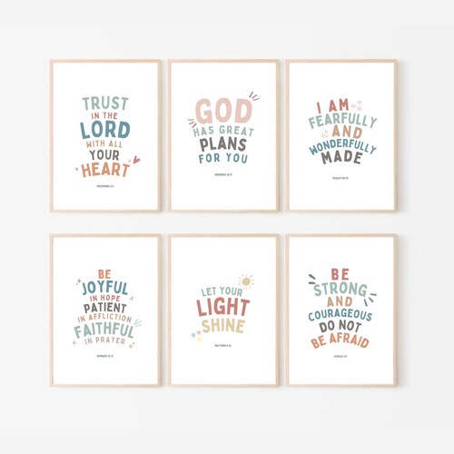 Bundle Kids Bible Verse Wall Art Scripture & Learning - Etsy