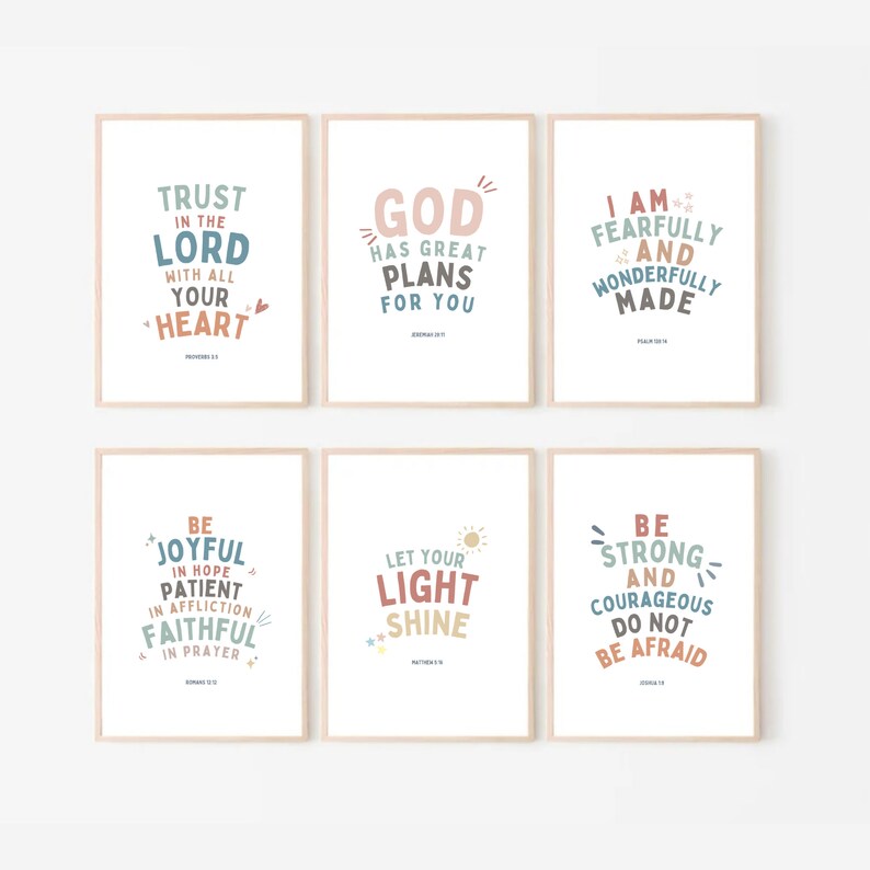 Kids Bible Verse Scripture Poster Wall Art Church Sunday - Etsy