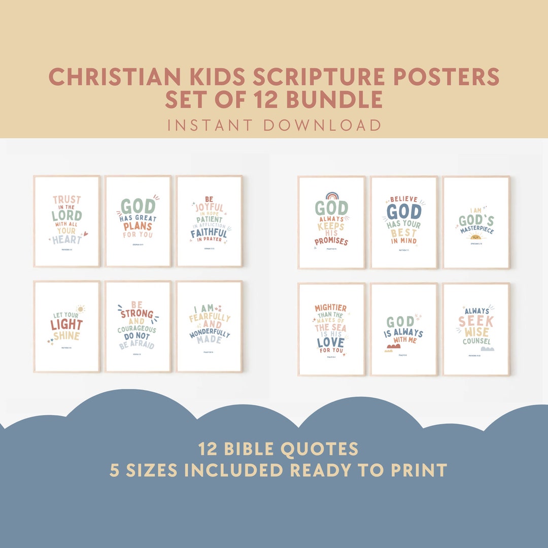 Kids Bible Verse Wall Art, Sunday School Decor, Christian Education ...