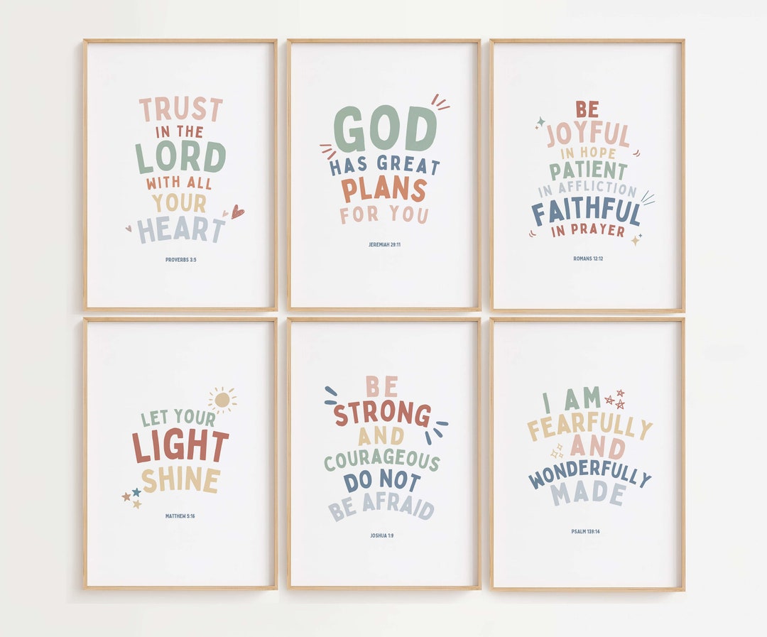 Kids Bible Verse Wall Art Sunday School Decor Christian - Etsy